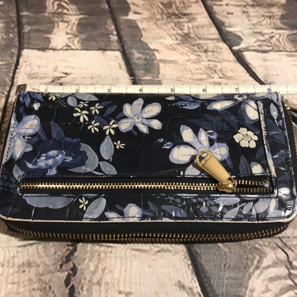 Brahmin | Bags | Brahmin Wallet Croc Leather Blue Flowers Euc | Poshmark